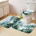 Bird Fog Forest Bathroom Rugs Set Abstract Spring Dark Green Forest ...