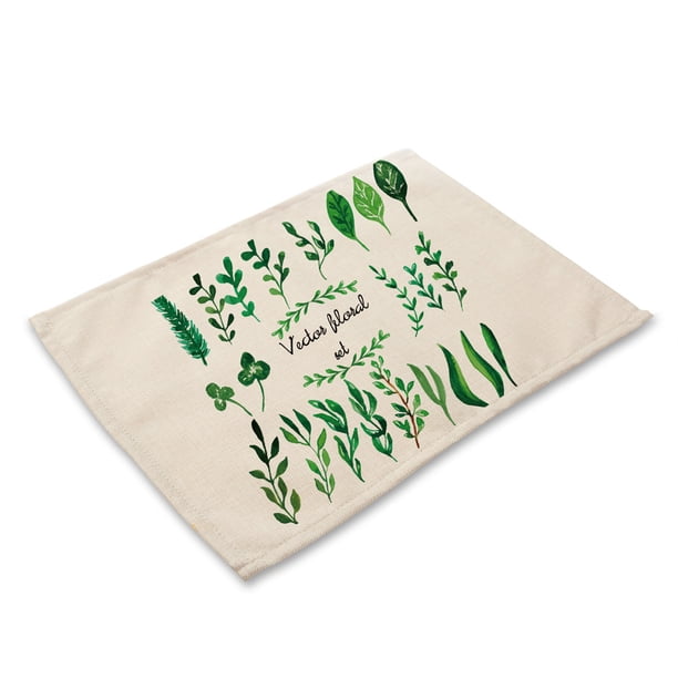 Mantel individual con estampado de hojas verdes, antideslizante, con ...