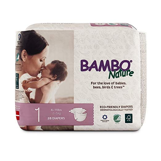 Bambo Nature Premium Baby Diapers, Size 1, 168 Count (6 Packs of 28 ...