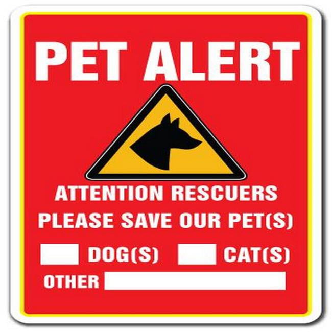 SignMission 5 x 7 in. Decal - Pet Alert - Save Our Pets Rescue Fire ...
