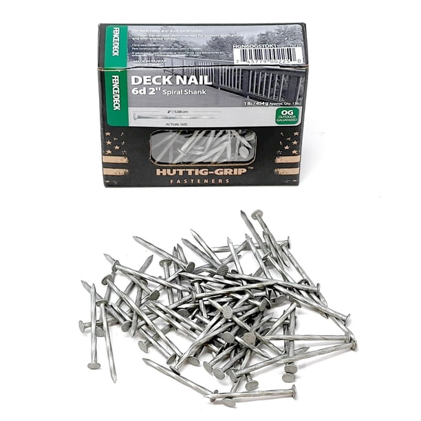 Huttig-Grip 2" Ring Shank Galvanized Wood Fence Deck Nails, 6D ...