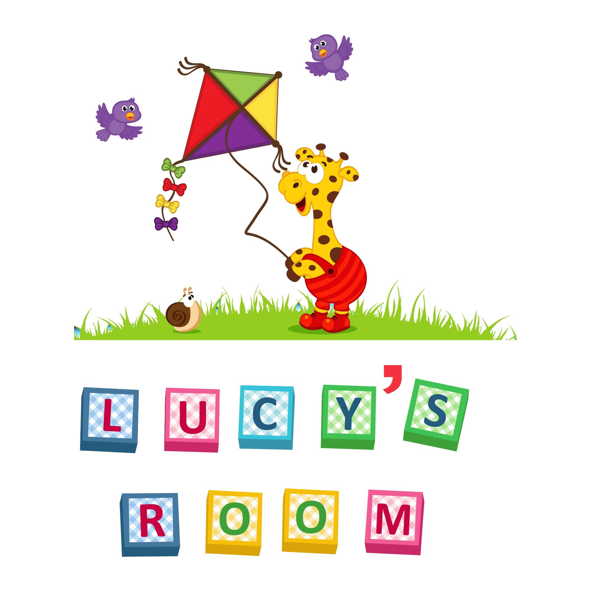 Custom Name Colorful Letter Blocks Wall ArtWall Decal Decoration ...