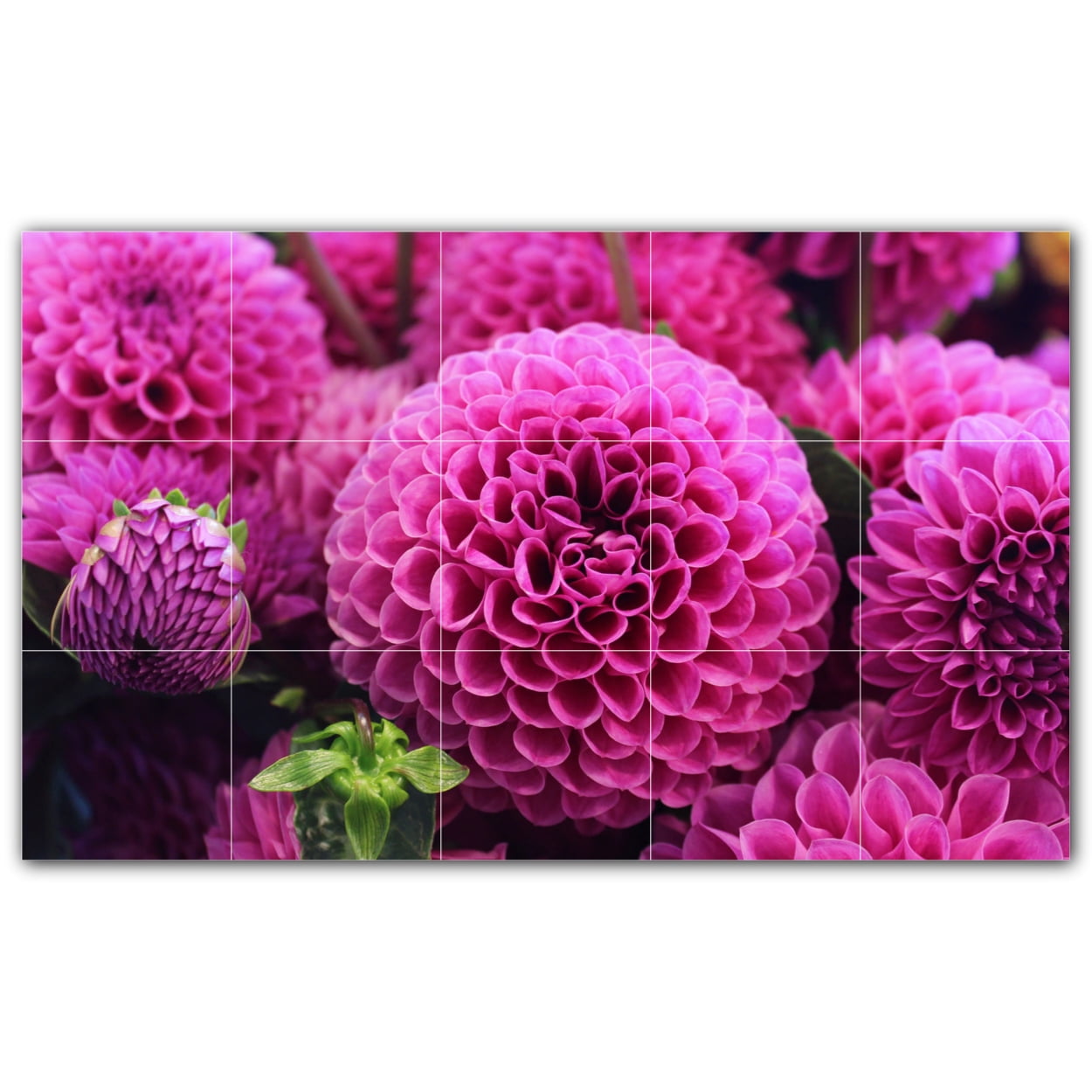 Picture-Tiles.com: Flowers Ceramic Tile Wall Mural WAL500634-53XL. 60"W ...