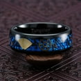 100S JEWELRY Black Tungsten Ring for Men Watch Gear Blue Carbon Fiber ...