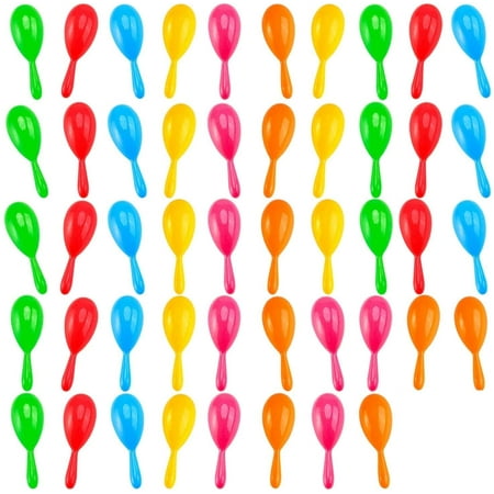 48 Pieces Neon Maracas Shakers 6 Color Mini Noisemaker Bulk Bright ...