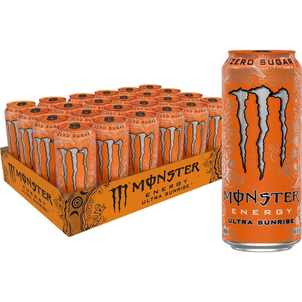 Monster Energy Ultra Sunrise, bebida energetica sin azucar, 16 onzas ...