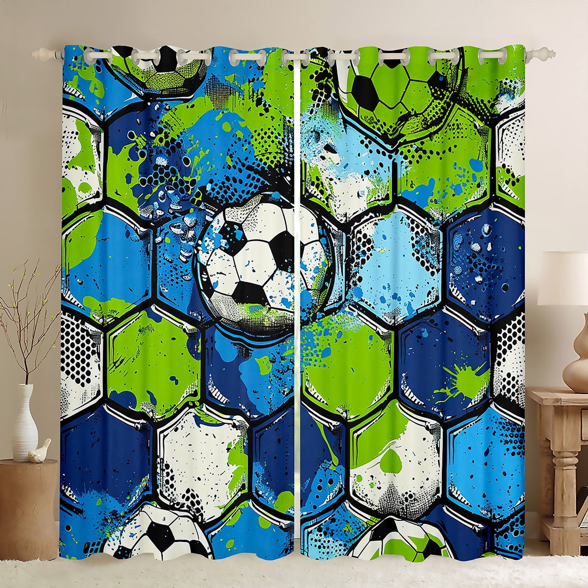 Click here for Erosebridal Watercolor Soccer Curtains Pack Of 2 (... prices