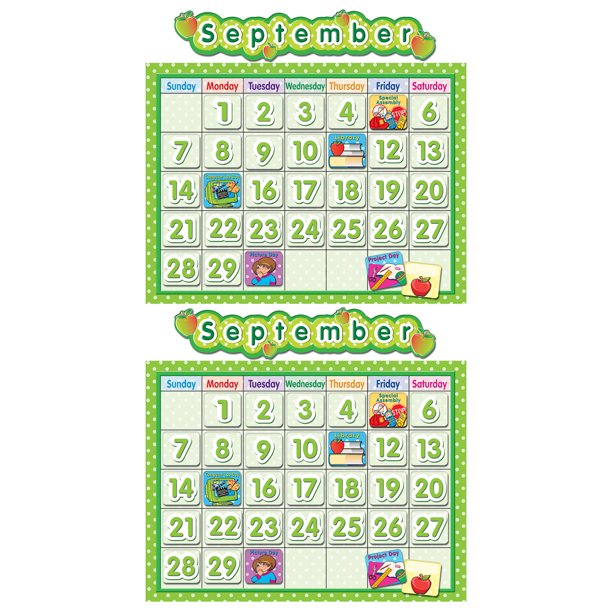 Teacher Created Resources Polka Dot School Calendar Bulletin Board Set ...