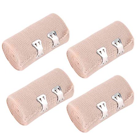4 Pcs Bandages de Compression Médicale Élastiques Rouleau avec Clips ...