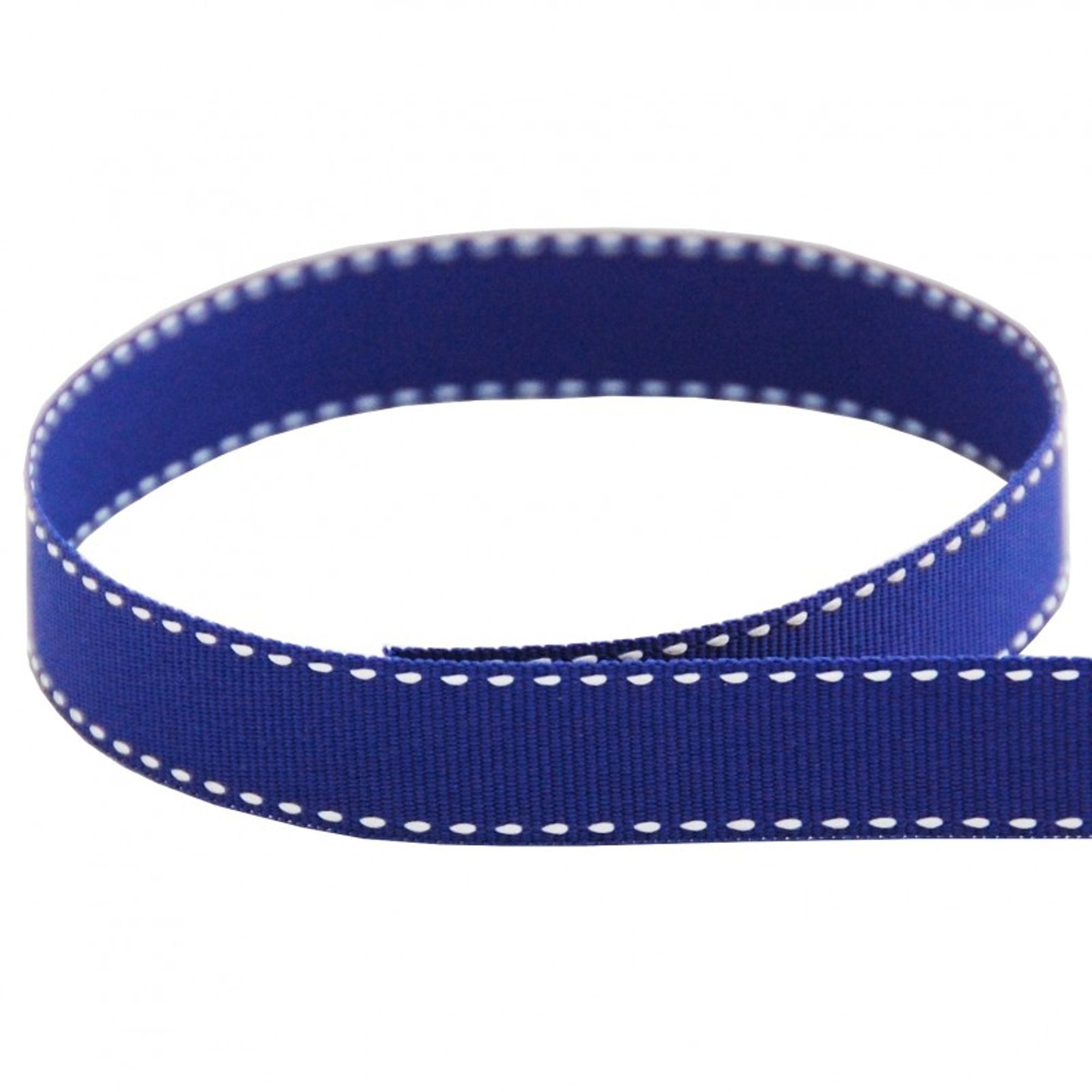 3/8" Wide Saddle Stitch Grosgrain Ribbon - 25 Yards (Royal Blue With ...