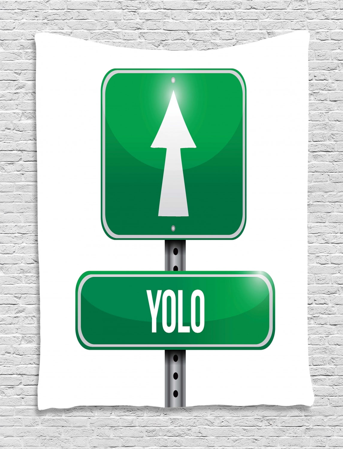 YOLO Tapestry, Road Sign Pointing Forward with Freedom Themed ...