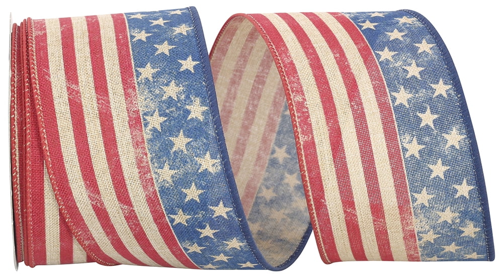 Reliant Ribbon - 92547W-750-40F, Continuous Vintage Flag We Rd Ribbon ...