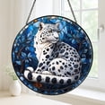 Snow Leopard Stained Glass Style Suncatcher – Blue Wildlife Window Art ...