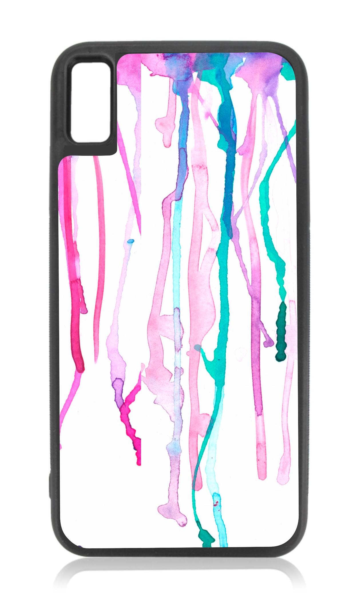 Watercolor Print Drip Black Rubber Case for iPhone XR - iPhone XR Phone ...