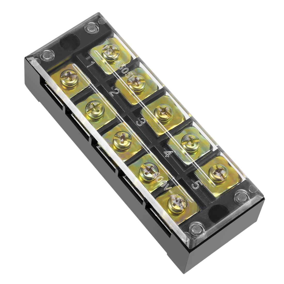 Dual Rows 5 Positions 600V 45A Wire Barrier Block Terminal Strip TB ...
