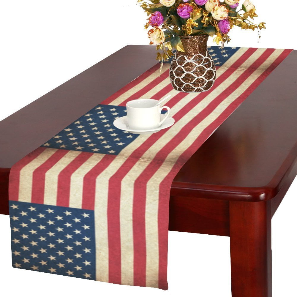 MYPOP Grunge USA Flag Table Runner Placemat 16x72 inches, American 4th ...