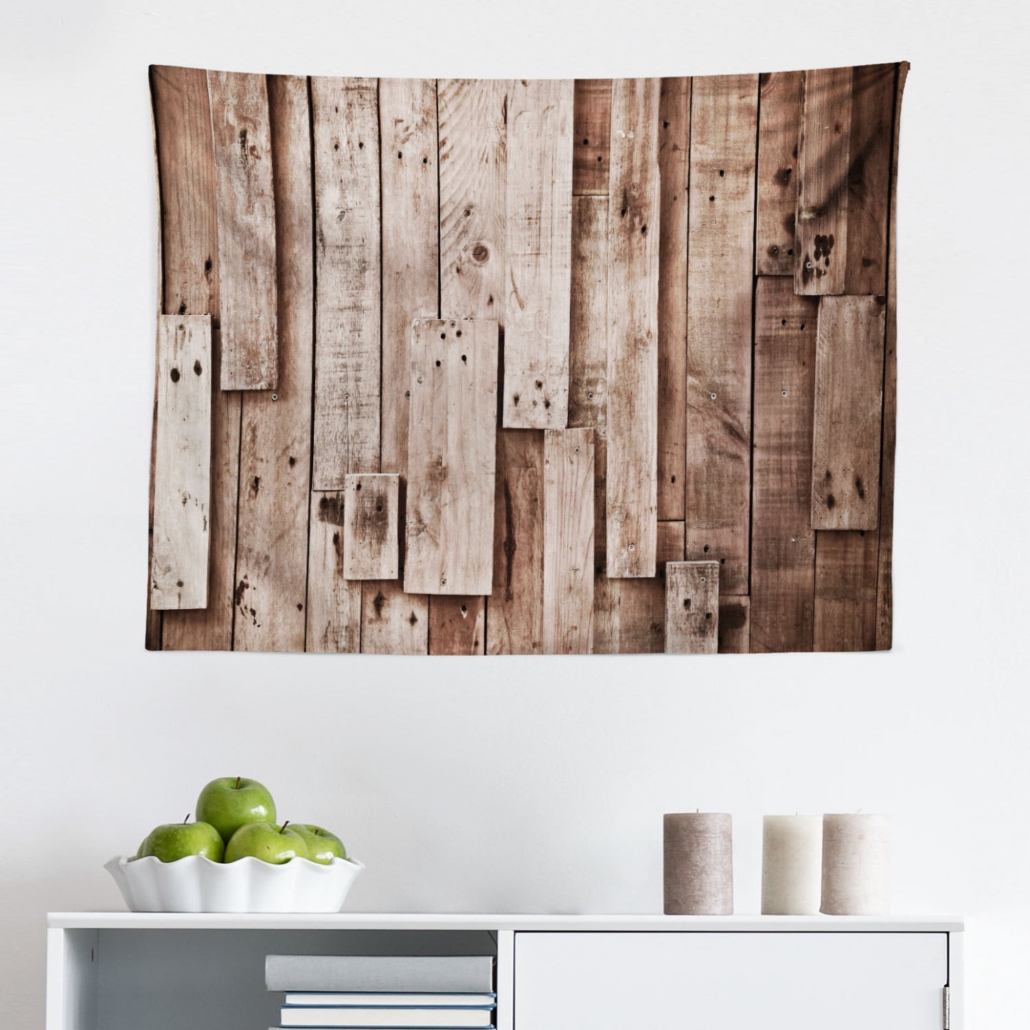 Wooden Print Tapestry, Wall Floor Textured Planks Panels Art Grain ...