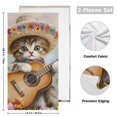 2-Piece Polyester cotton Towel Set Absorbent Cat Guitar Hand Towel Bath ...