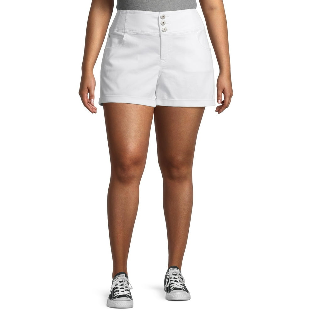 No Boundaries - No Boundaries Juniors' Plus Size Triple Button Shorts ...
