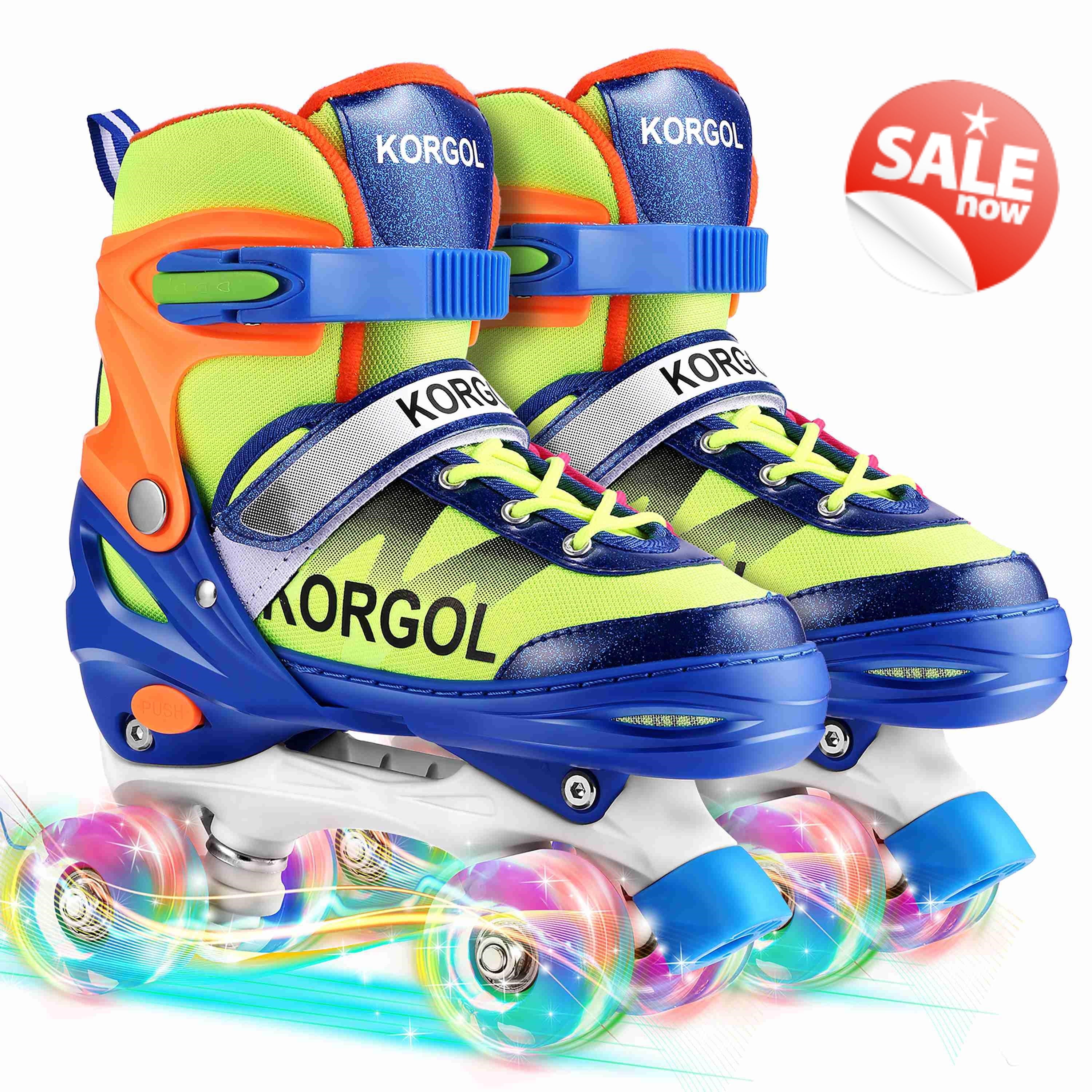 Kids Roller Skates for Boys & Girls, 4 Size Adjustable Roller skates ...