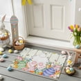 Easter Door Mat Spring White Rabbit Tail Eggs Floral Leaf Beige Wood ...