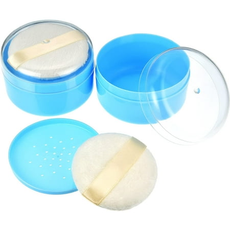 2 Sets After-Bath Powder Puff Box Empty Body Powder Container with Bath ...