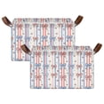 Blue and Orange Stripe Collapsible Storage Bin Open Home Shelf Basket ...