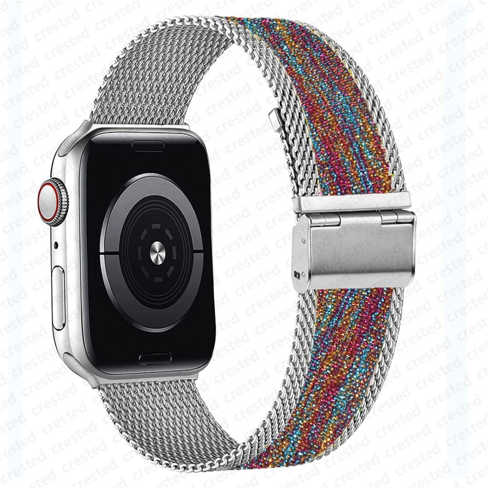 Soft Elastic Nylon + Milanese Bracelet Reversible Shiny Breathable ...