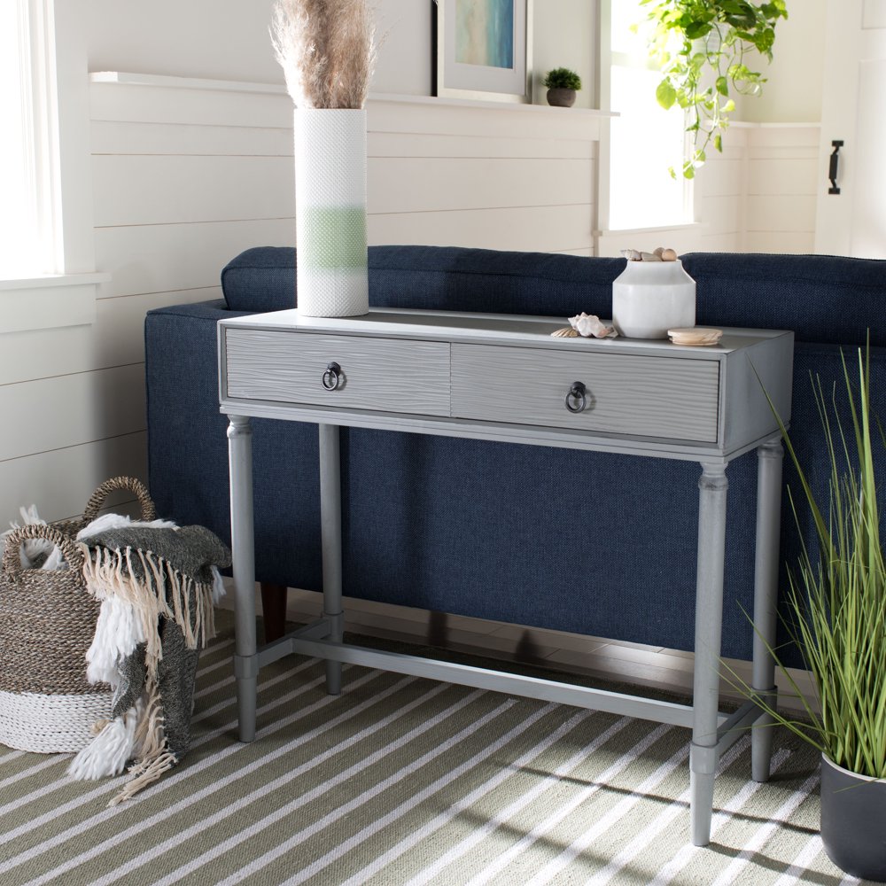 Safavieh Aliyah Solid 2 Drawer Console Table, Distressed Grey - Walmart ...
