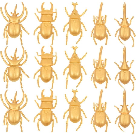 15pcs Golden Beetle Model Toys Fake Plastic Beetle Lifelike Insects ...