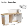 Advwin Modern Reception Desk with LED Light, 63" Fluted Front Desk with ...