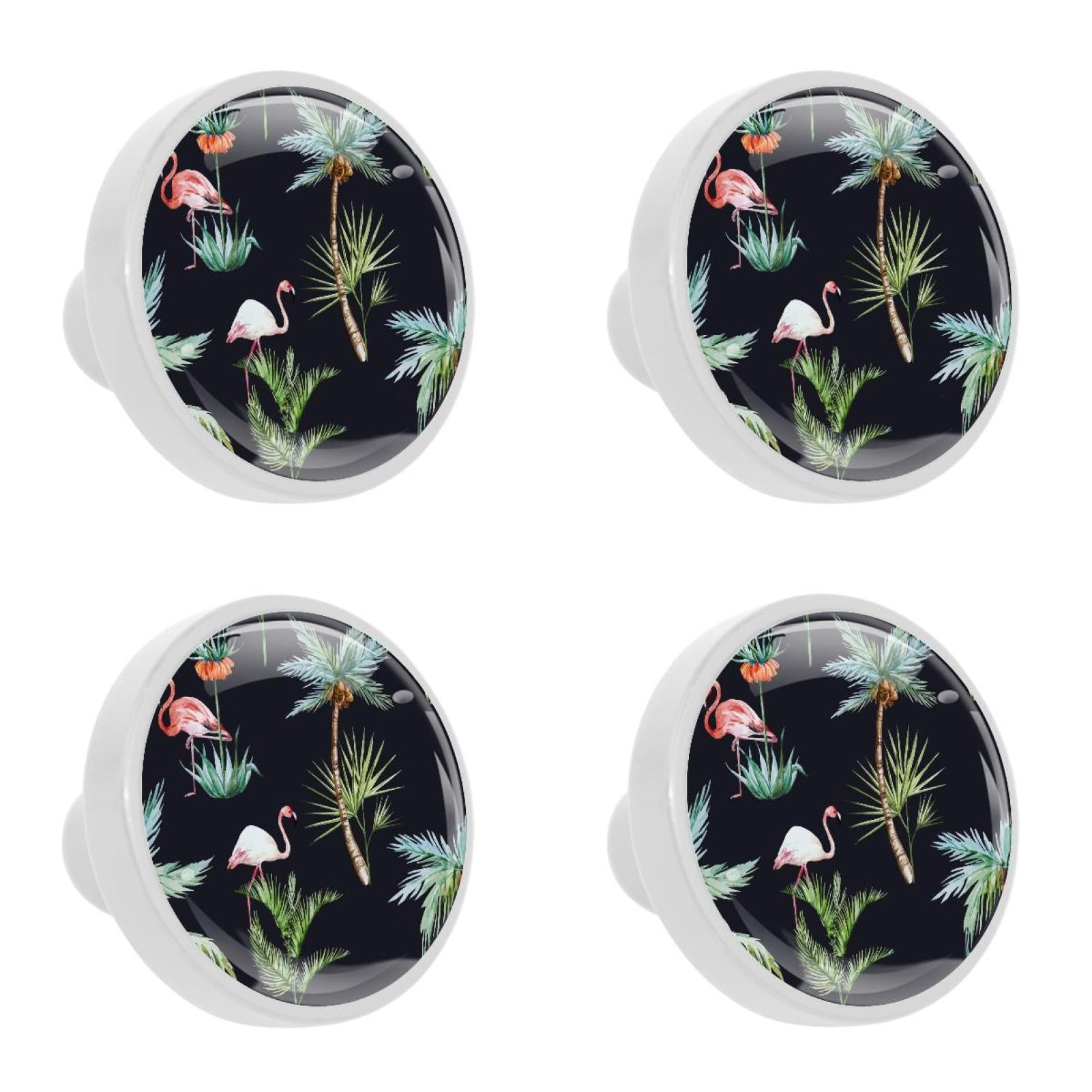 4 Pcs Flamingo Knobs for Kitchen Cabinet Cupboard Dresser Bookcase Drawer Pulls Handles Round ...