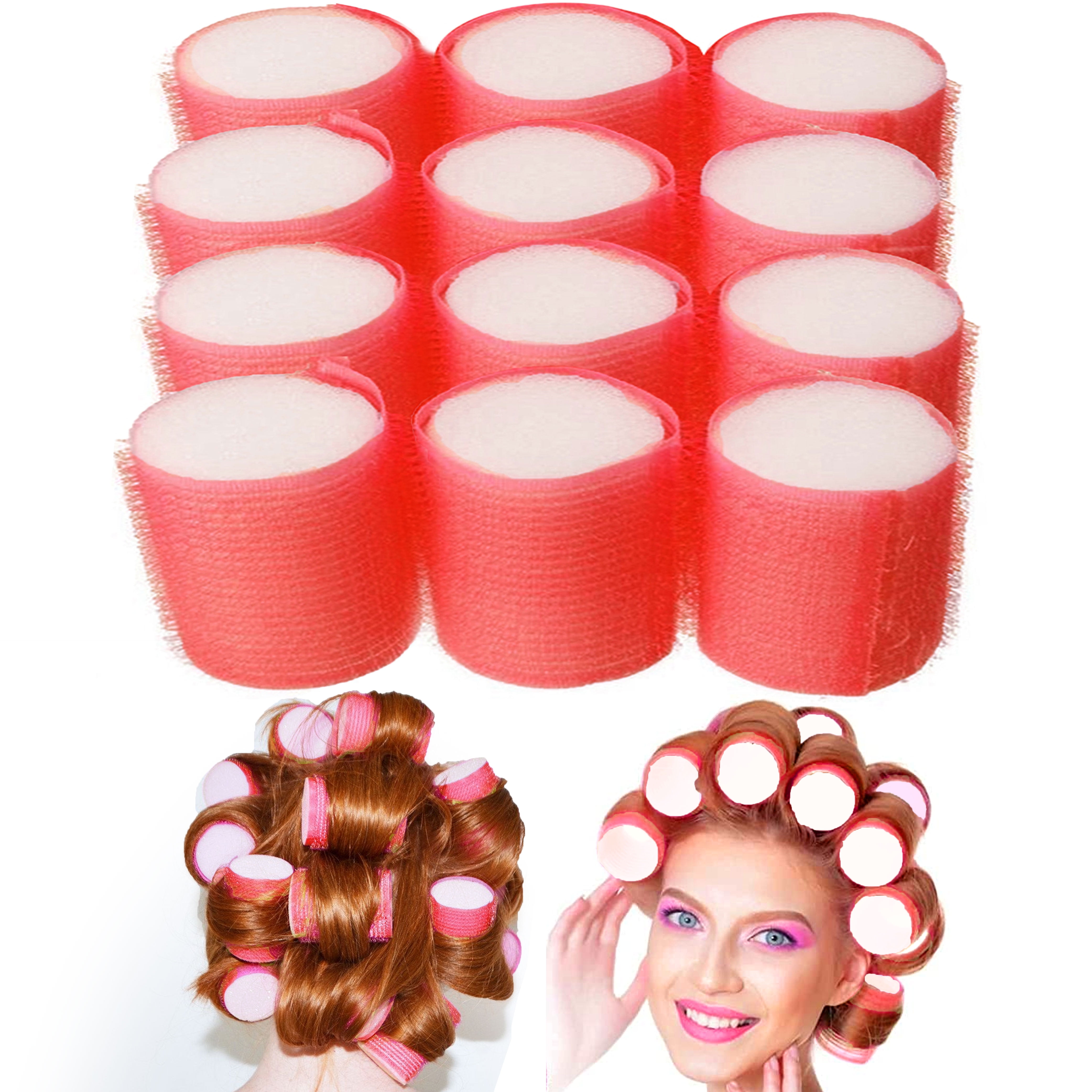 12 Large Soft Cling Foam Hair Rollers Curls Cushion Curlers Waves ...