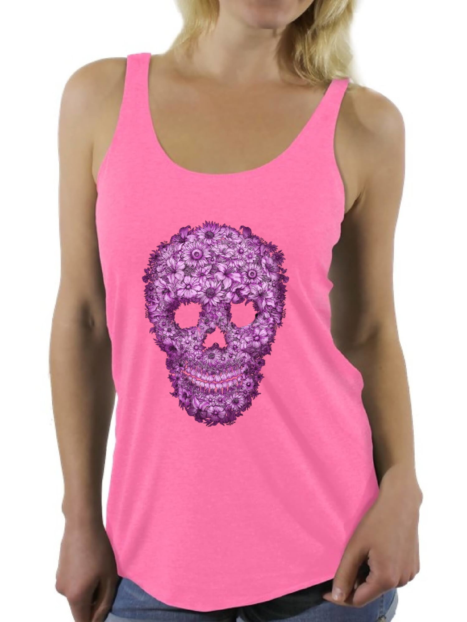 Awkward Styles Flower Skull Racerback Tank Top Floral Sugar Skull Tank ...