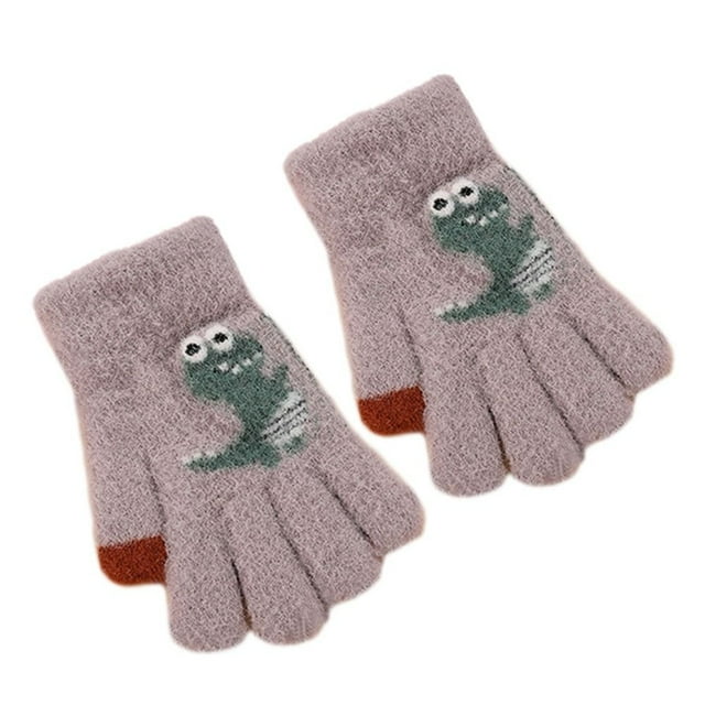 Cute Dinosaur Plush Cartoon Kids Mittens Children Full Finger Gloves ...