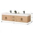 Corchia 72" Modern Wood Vanity with Large Mirror, White Composite Stone ...