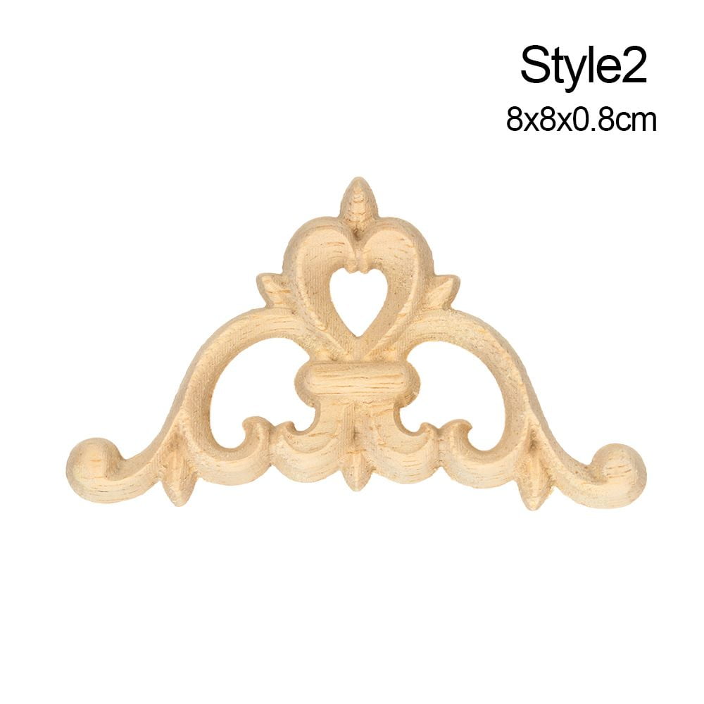 Vintage Appliques Wood Carving Corner Flower European Decals Solid Wood ...