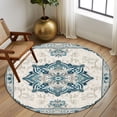 Abstract Boho 6FT Round Area Rugs for Living Room Vintage Blue Beige ...
