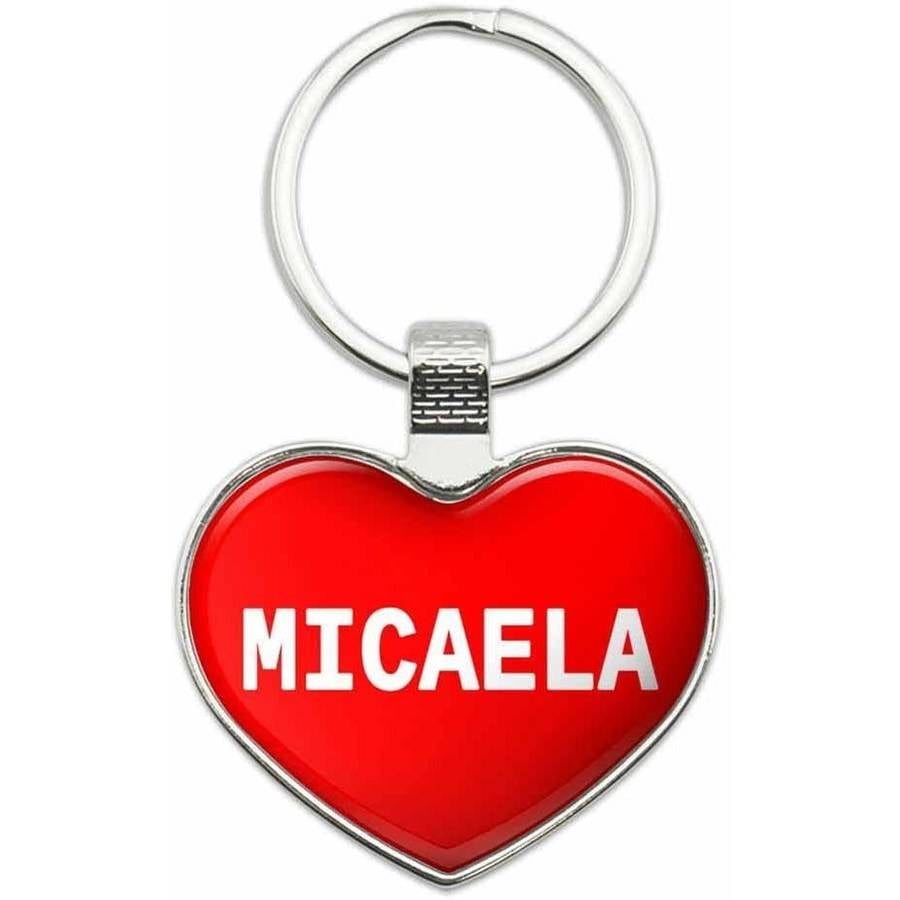 Micaela - Names Female Metal Heart Keychain Key Chain Ring, Red ...