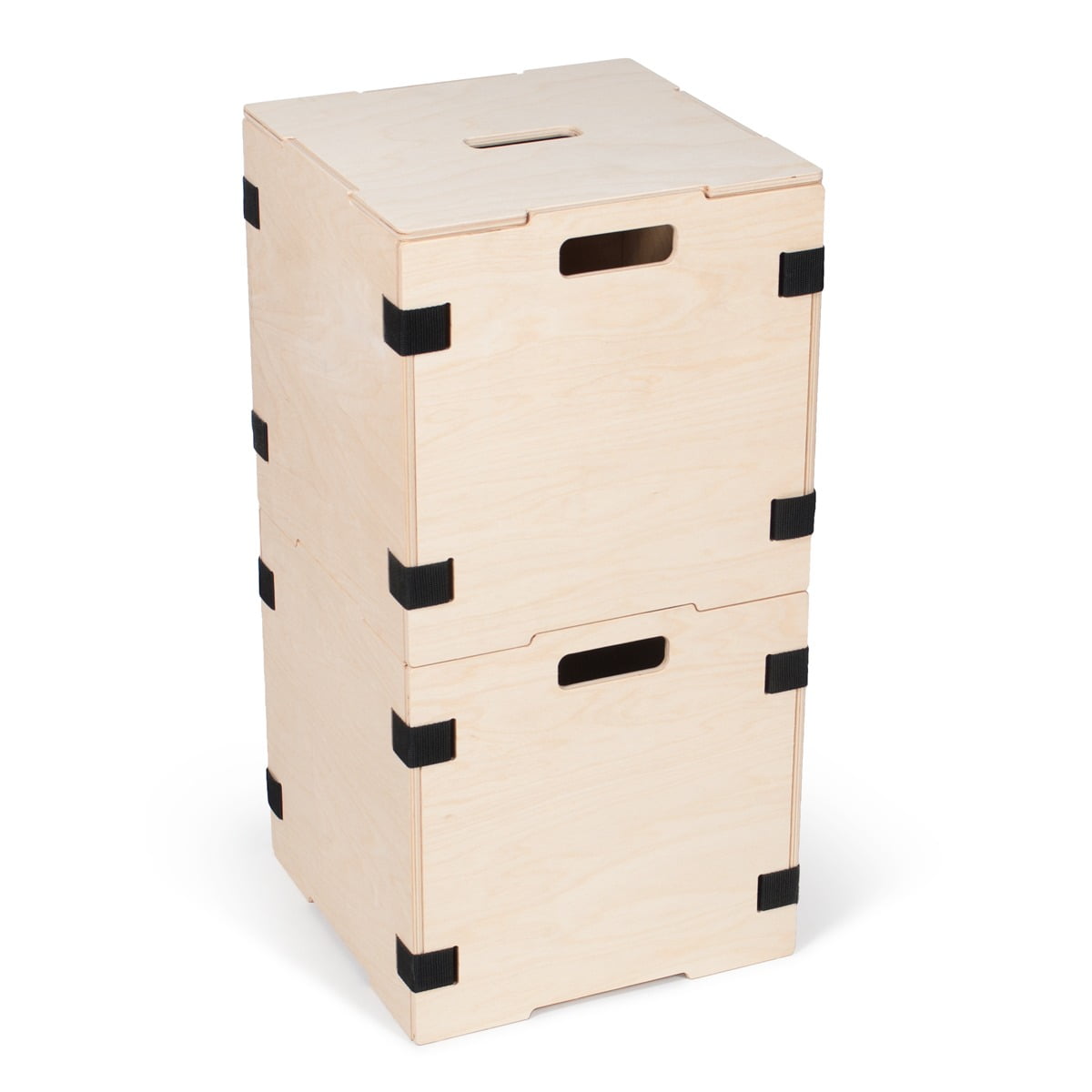 Stackable Wood Cube Storage Boxes - Black- Set of 2 Boxes and 1 Lid ...