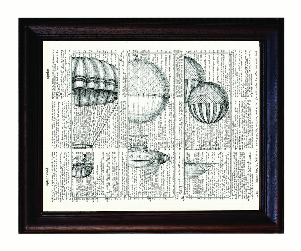 Hot Air Balloons - Dictionary Art Print Printed On Authentic Vintage ...