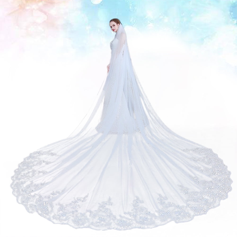 Frcolor Cathedral Wedding Veils Long Bridal Veil with Comb Wedding ...