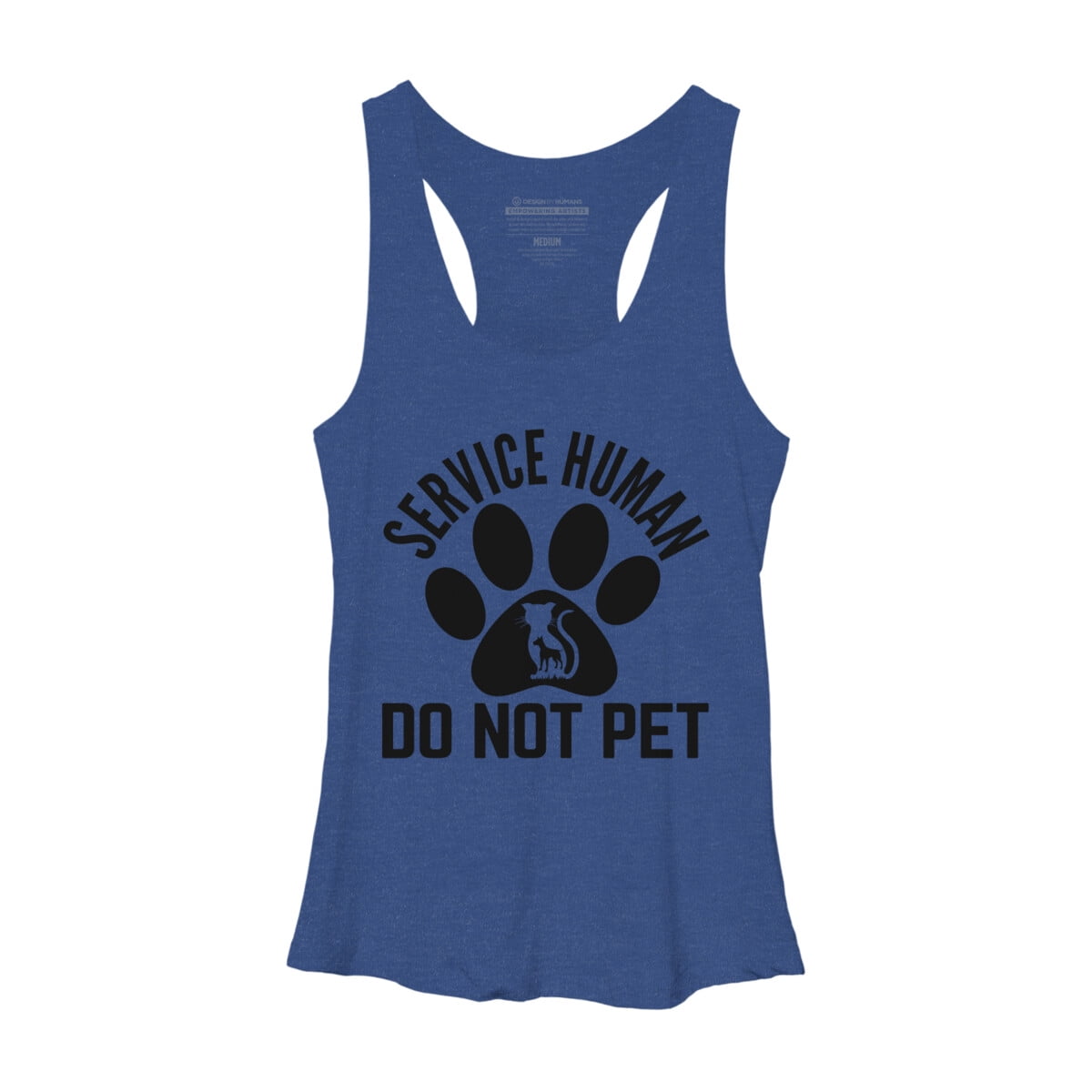 SERVICE HUMAN DO NOT PET Womens Royal Heather Blue Graphic Racerback Tank Top - Design By Humans ...