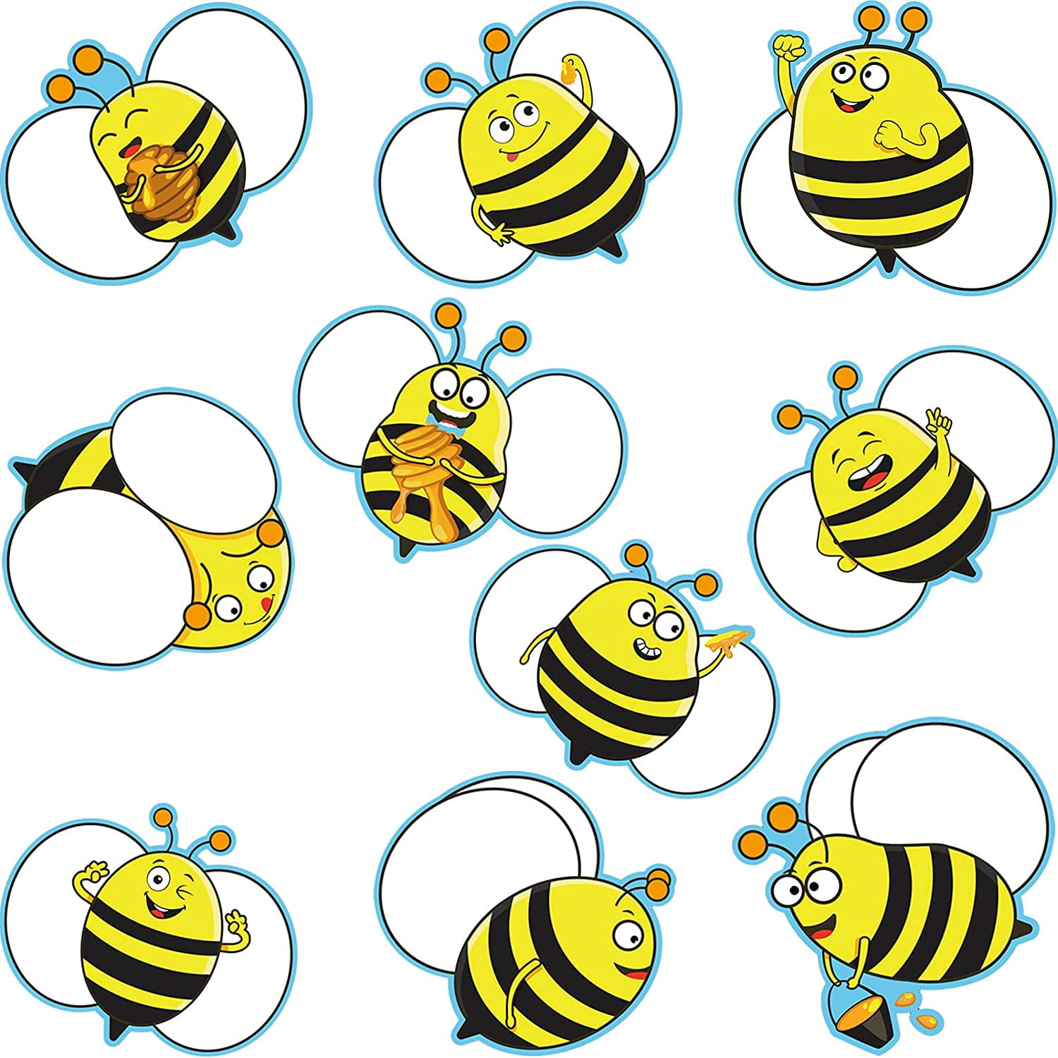 40 Pieces Bees Paper Cut-Outs Bee Theme Greeting Cutouts with Glue ...