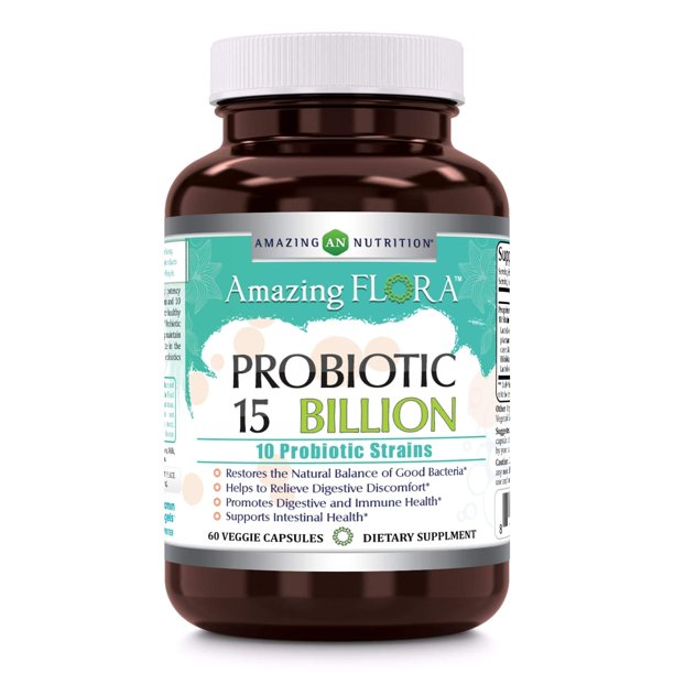 Amazing Flora Probiotic 10 Strains 15 Billions 60 Veggie Capsules ...