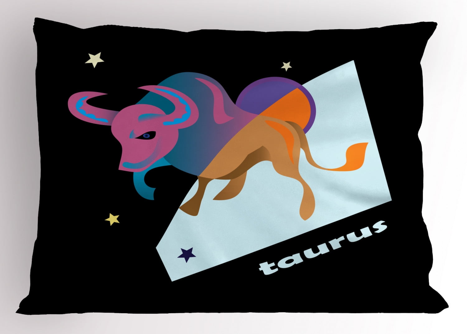 Zodiac Taurus Pillow Sham Abstract Astrology Animal Day and Night Theme ...