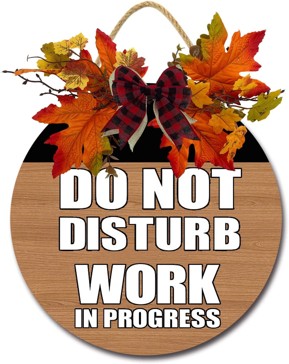 Eveokoki 12" Do Not Disturb Work In Progress Door Sign, Wood Hanging ...