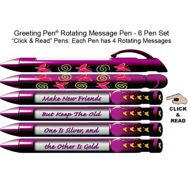 Friend Pen 36508 Butterfly Friend Pen With Rotating Messages, Pack of 6 ...