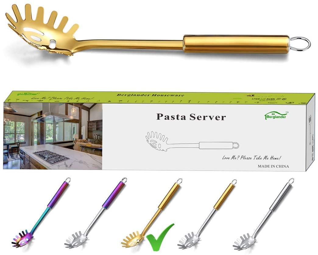 ReaNea Gold Pasta Spoon, Stainless Steel Pasta Spaghetti Server, Noddle ...