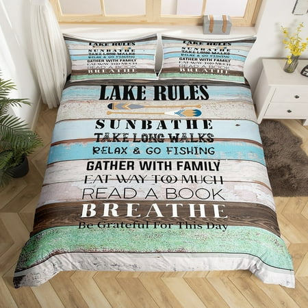 Lake Rules Comforter Cover The Lake House Decor for The Home,Rustic ...